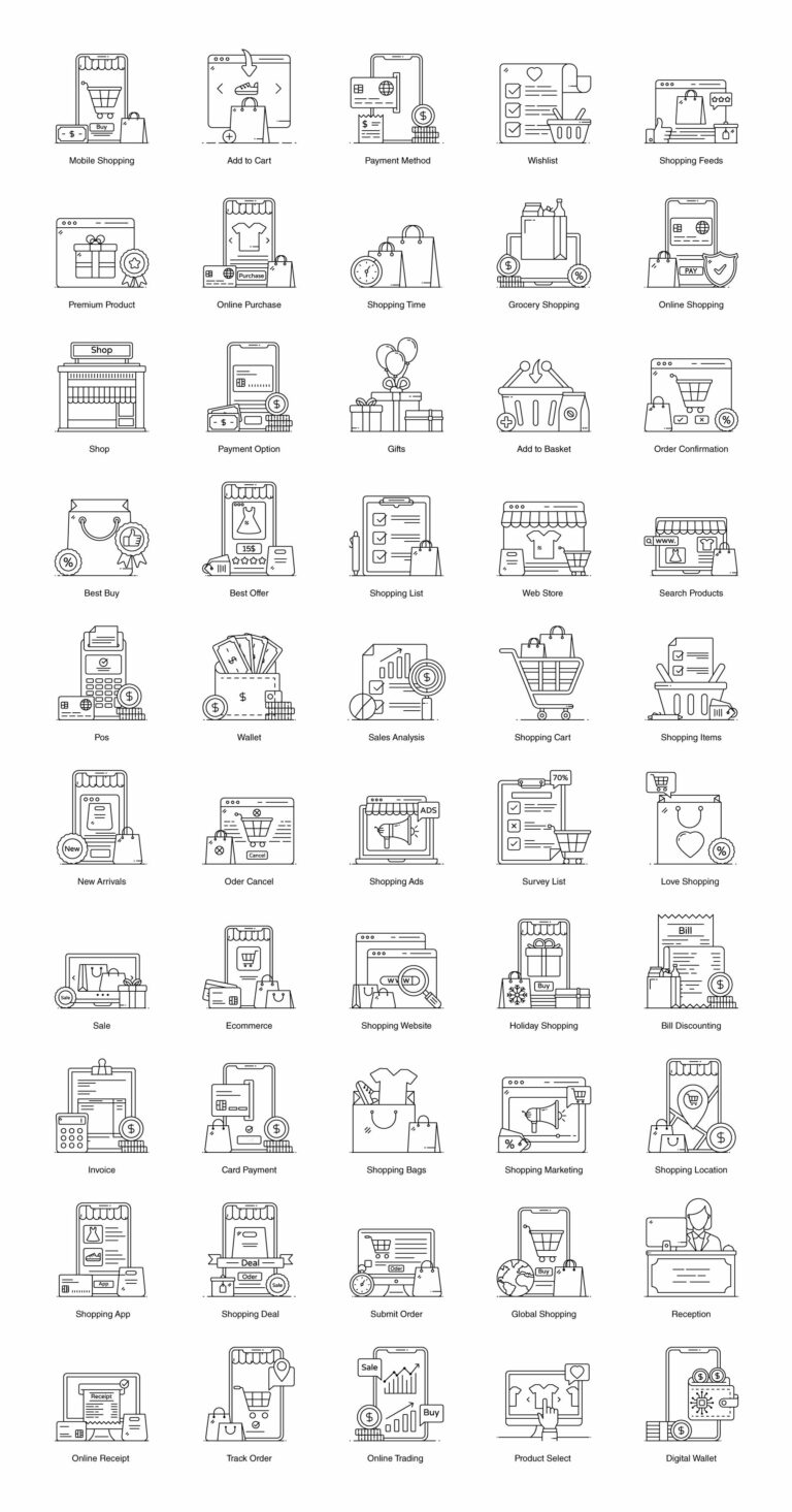 Shopping linear icons pack – MasterBundles