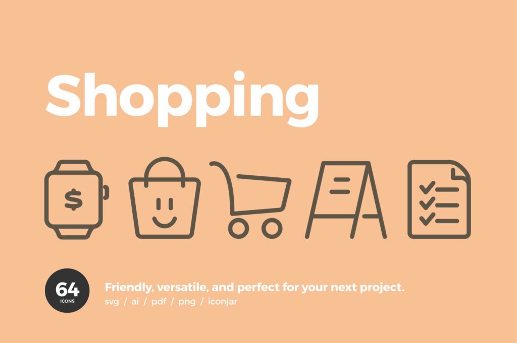 Shopping Icons — Pixi Line – MasterBundles