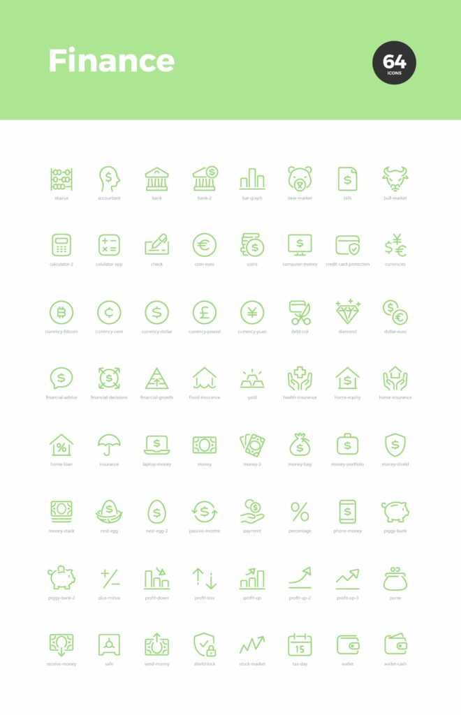 Finance Icons — Pixi Line – MasterBundles