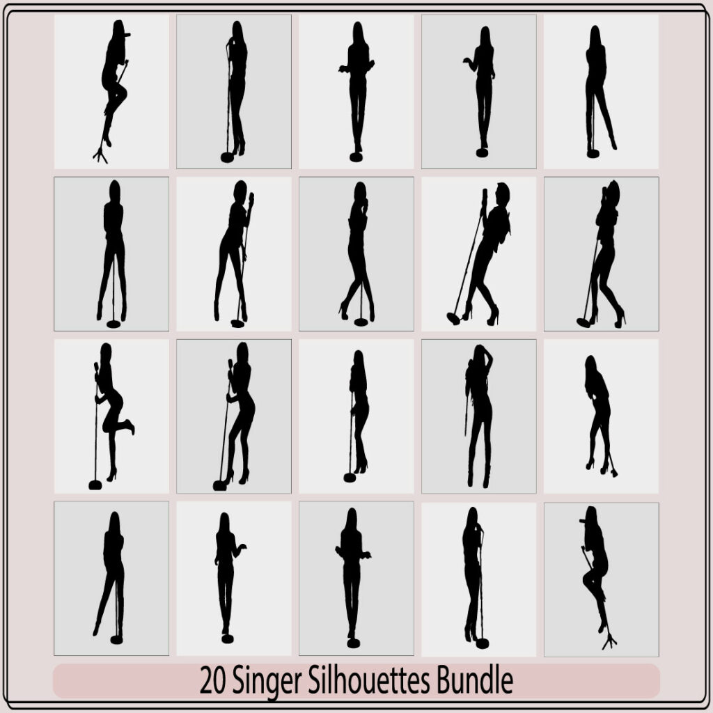 men and women Singer silhouettes in different poses,Singer collection ...