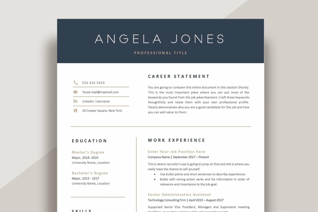 Executive resume template – MasterBundles