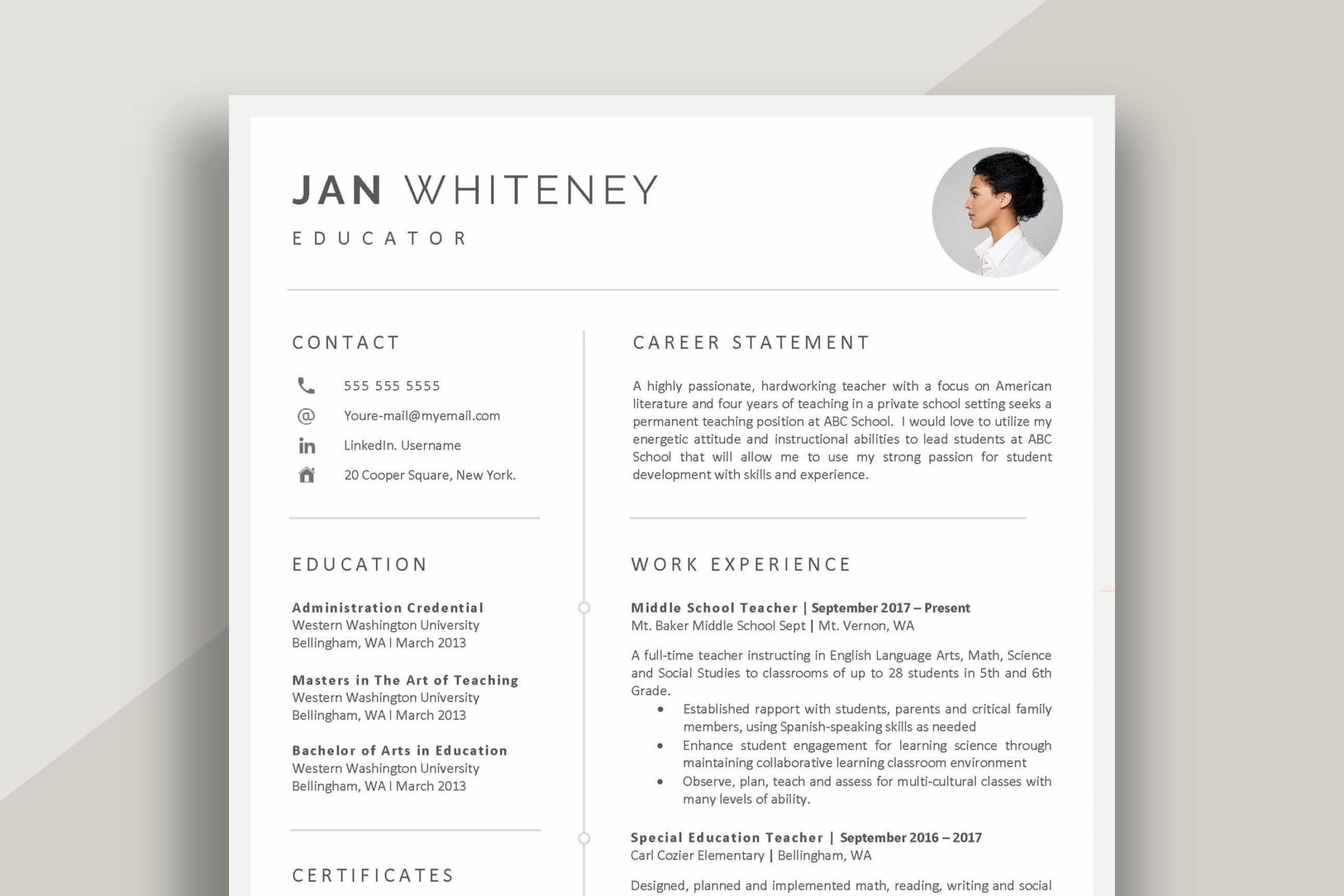 Elementary Teacher resume template – MasterBundles