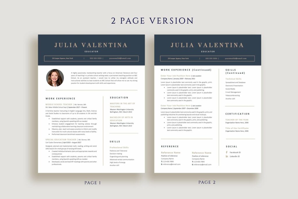 High School Teacher resume template – MasterBundles