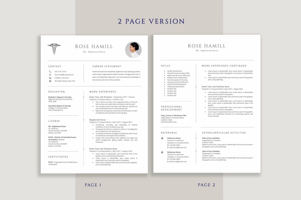 New Grad Nurse resume template – MasterBundles