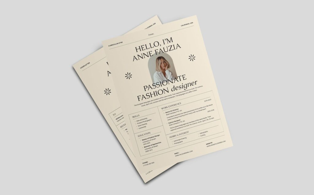 CV Resume Template - Vintage Style – MasterBundles
