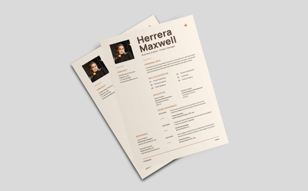 Project Manager Assistant CV Resume - Modern Swiss Style – MasterBundles
