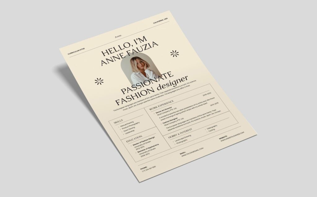 CV Resume Template - Vintage Style – MasterBundles
