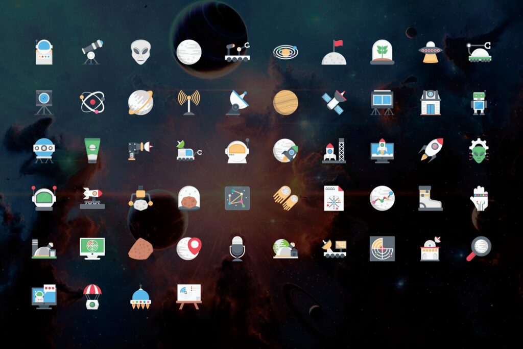 Space and Astronomy Flat Icons – MasterBundles