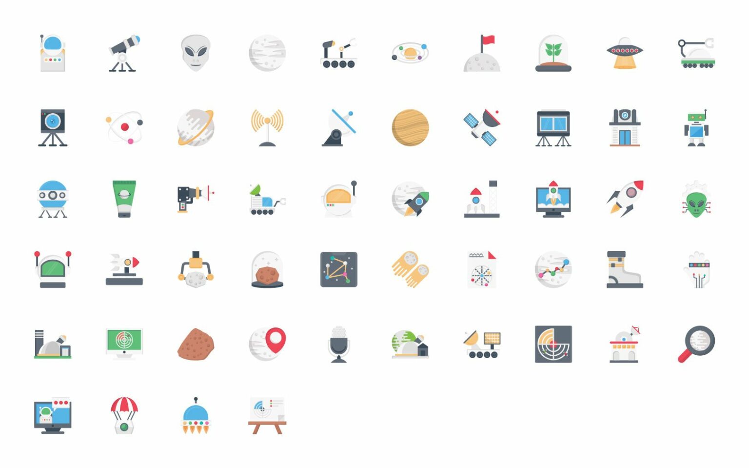 Space and Astronomy Flat Icons – MasterBundles