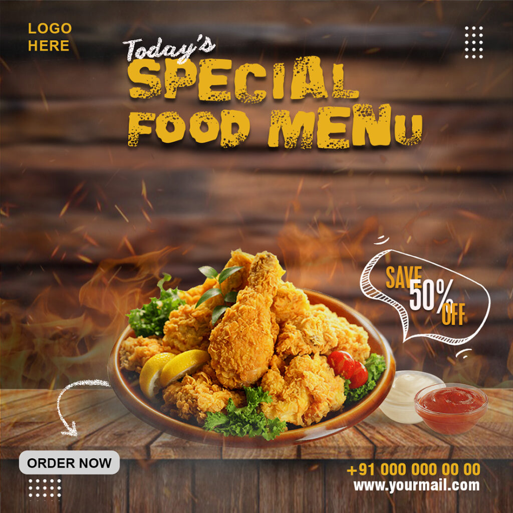 CREATIVE SOCIAL MEDIA FOOD AD, SOCIAL MEDIA SQUARE POST FOR RESTAURANT