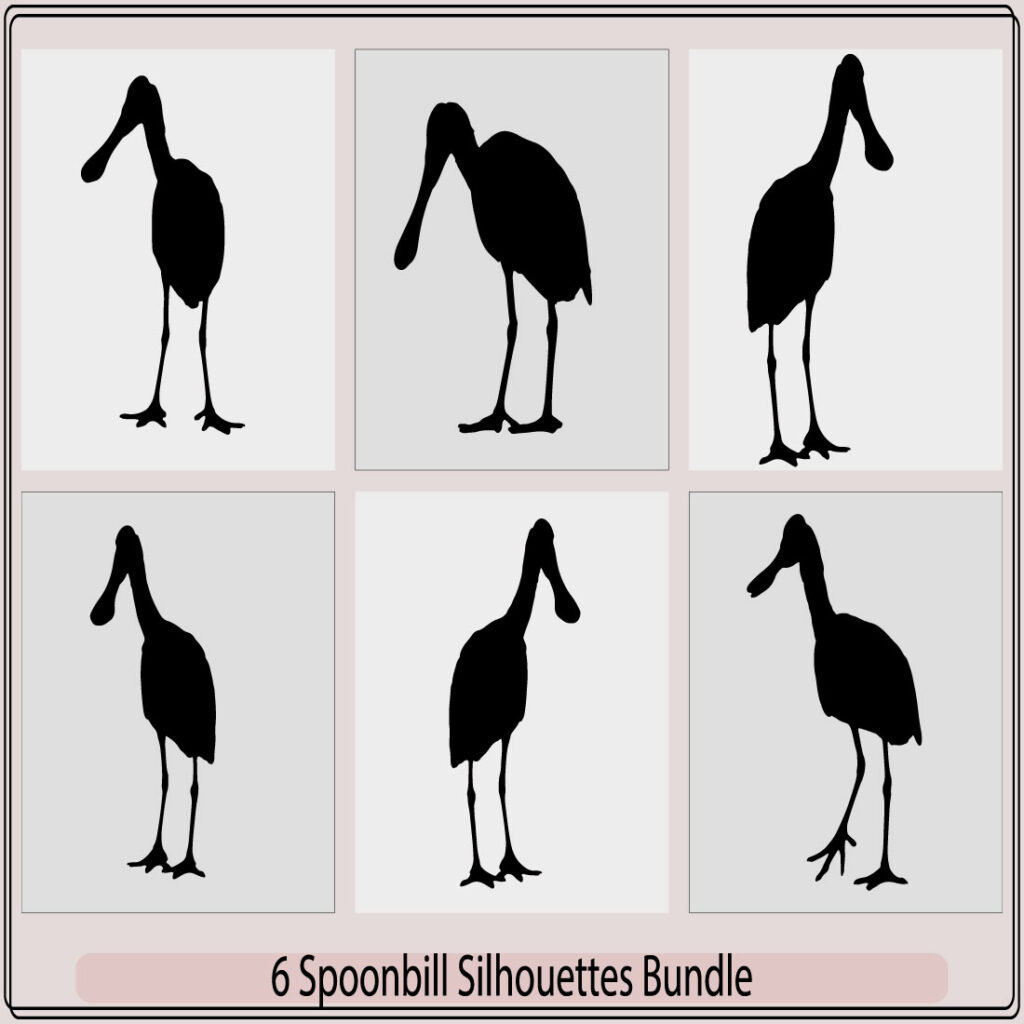 Vector silhouette of standing Spoonbill,Roseate Spoonbill bird logo ...