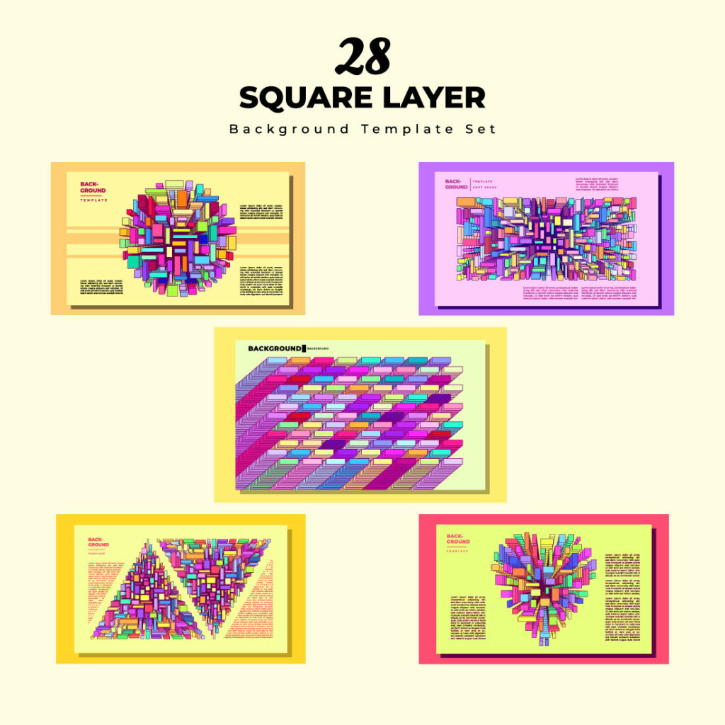 28 Isometric square layer background template set - MasterBundles