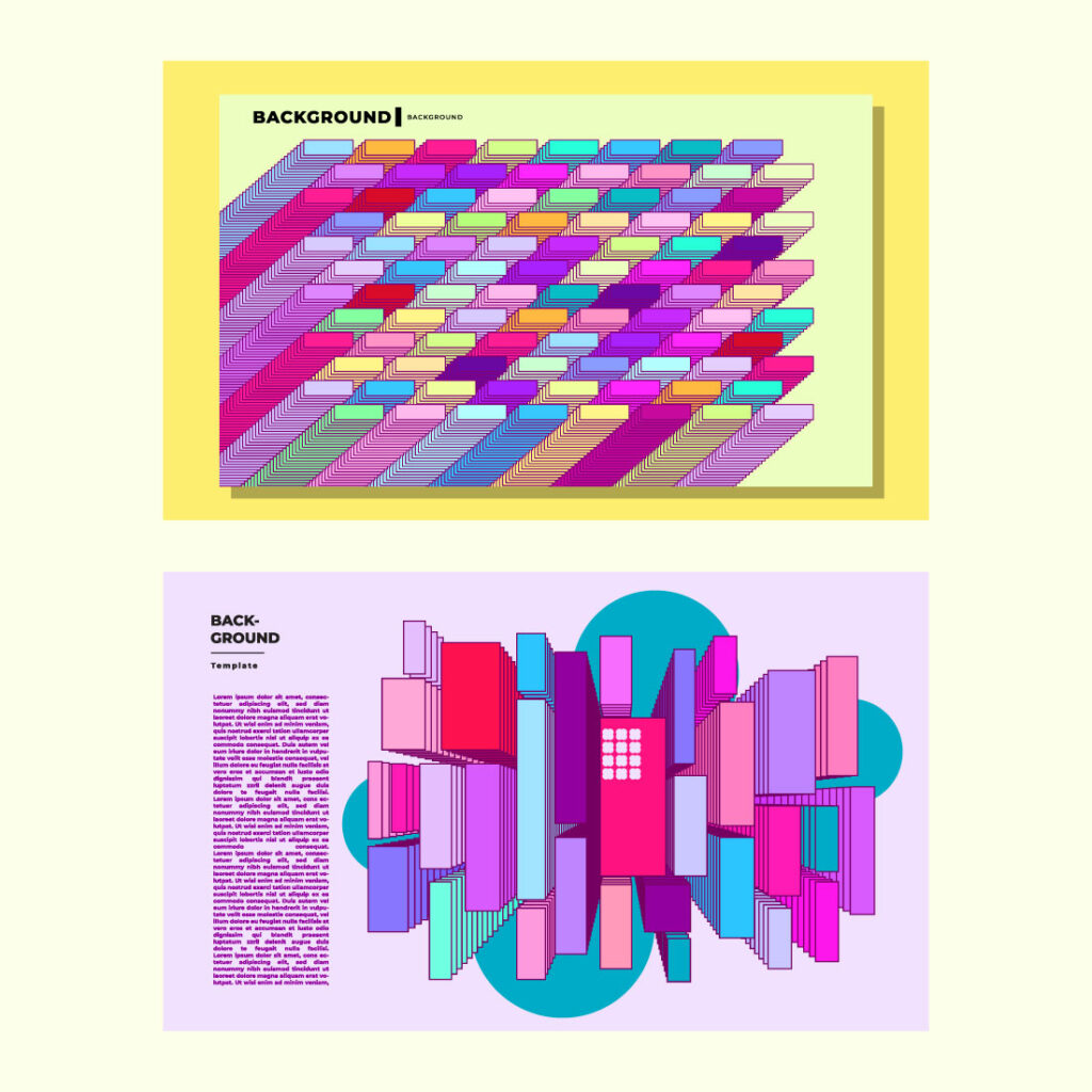 28 Isometric square layer background template set - MasterBundles