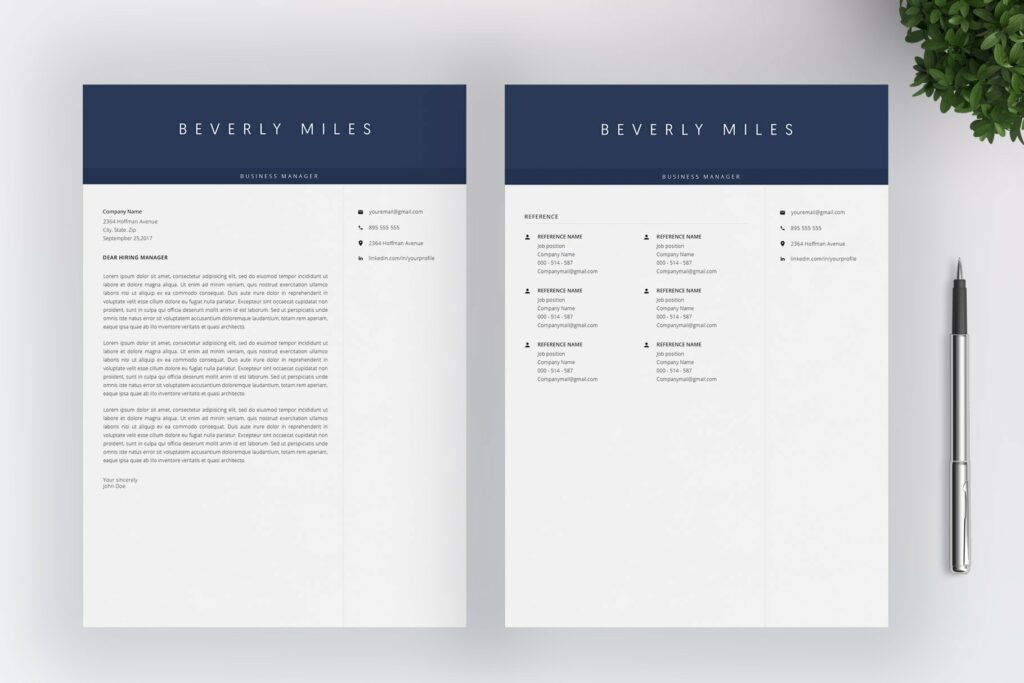 Modern Resume Template 4 Pages – MasterBundles