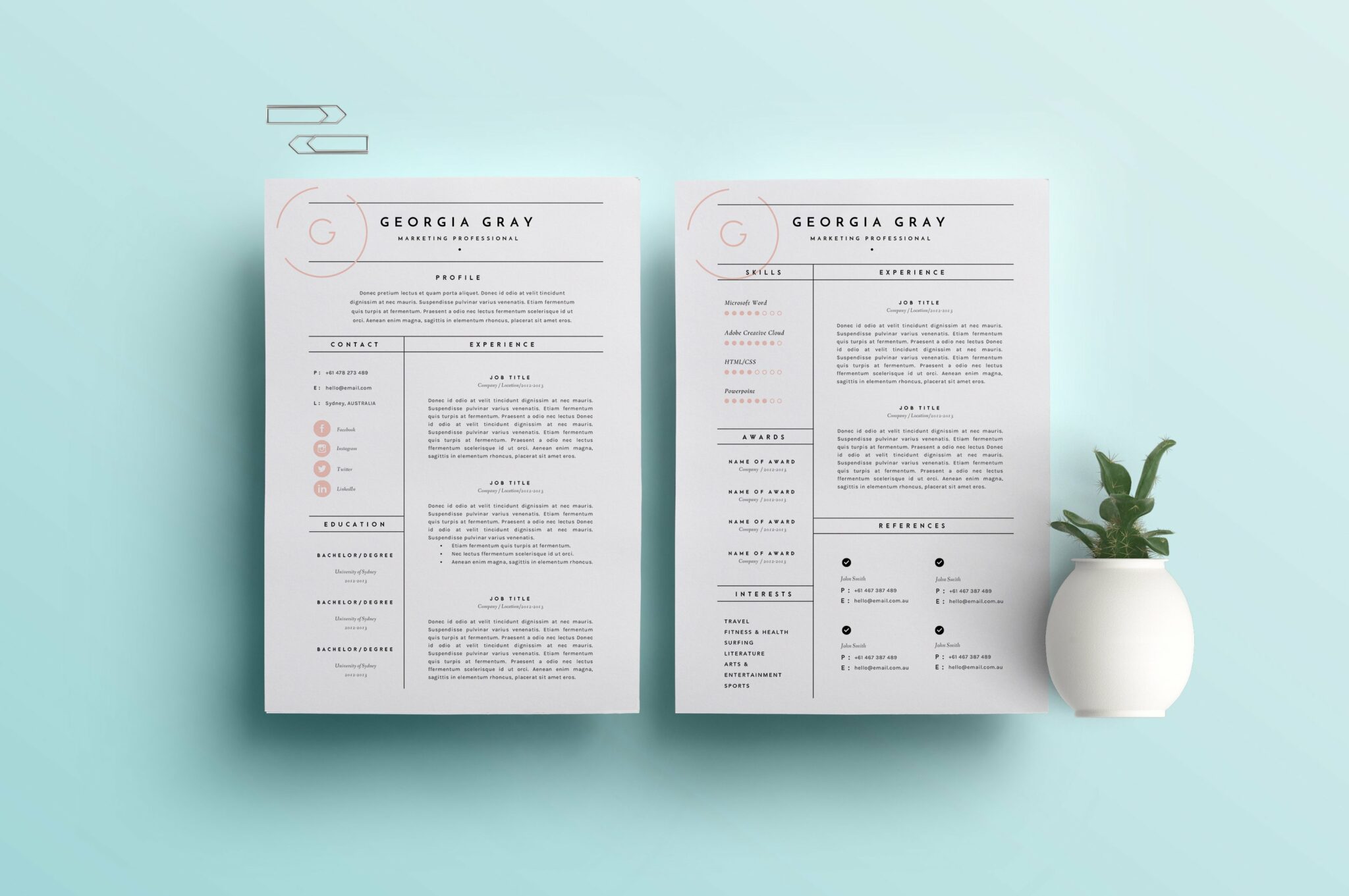 Resume Template 3 Page | CV Template – MasterBundles