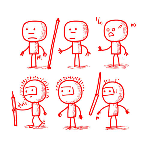 6 Unique Poses Stick Character Bundle Set Illustration - MasterBundles