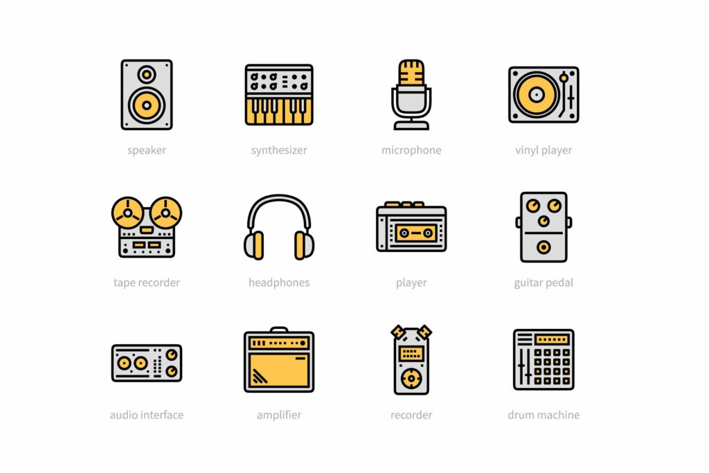 Recording Studio Color Icons – MasterBundles