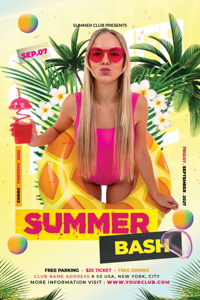 Summer Bash Party PSD Flyer Template – MasterBundles