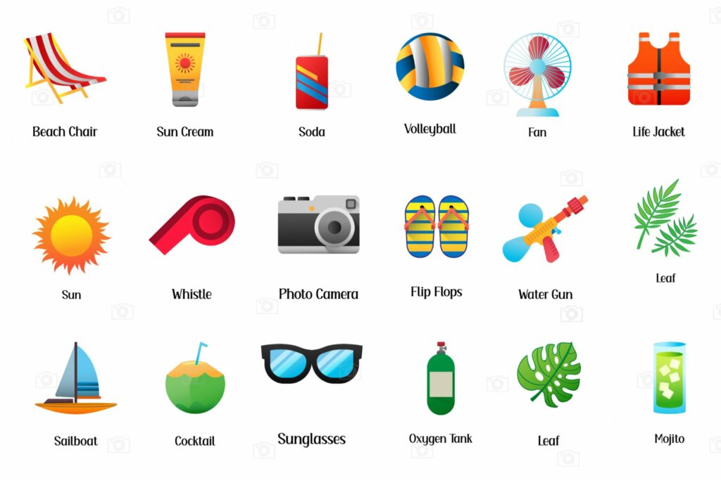 Icon Pack: 50 Summer Icons – MasterBundles