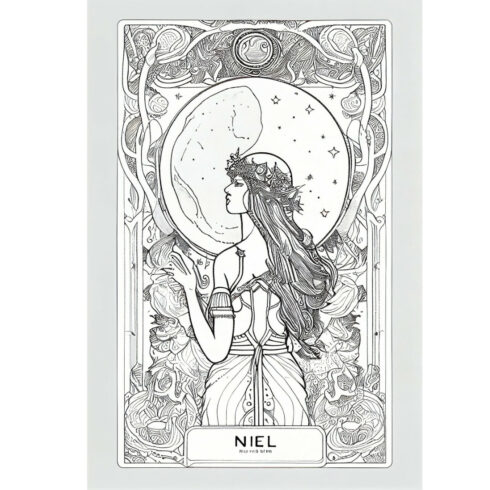 Line Art Tarot Card Designs Midjourney Prompt - MasterBundles
