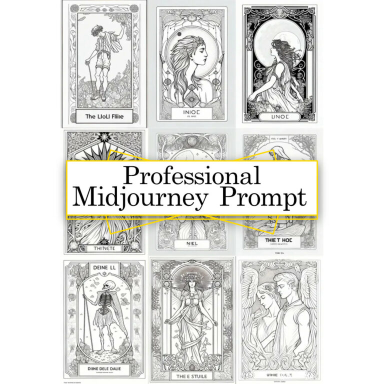 Line Art Tarot Card Designs Midjourney Prompt - MasterBundles
