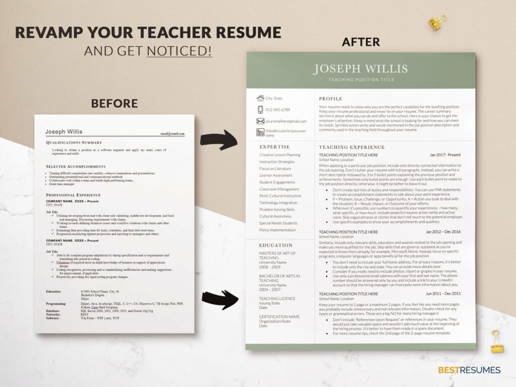 Teachers Resume Template for MS Word – MasterBundles