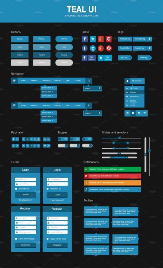 Teal UI Kit – MasterBundles