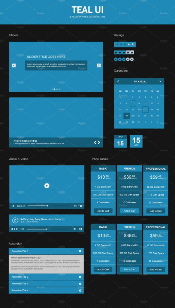 Teal UI Kit – MasterBundles