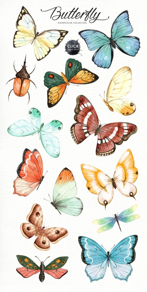 Butterfly Watercolor Collection – MasterBundles