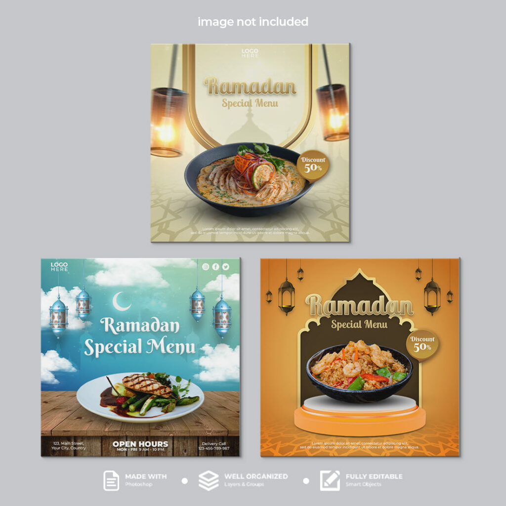 Social media post template collection for ramadan special menu - only ...