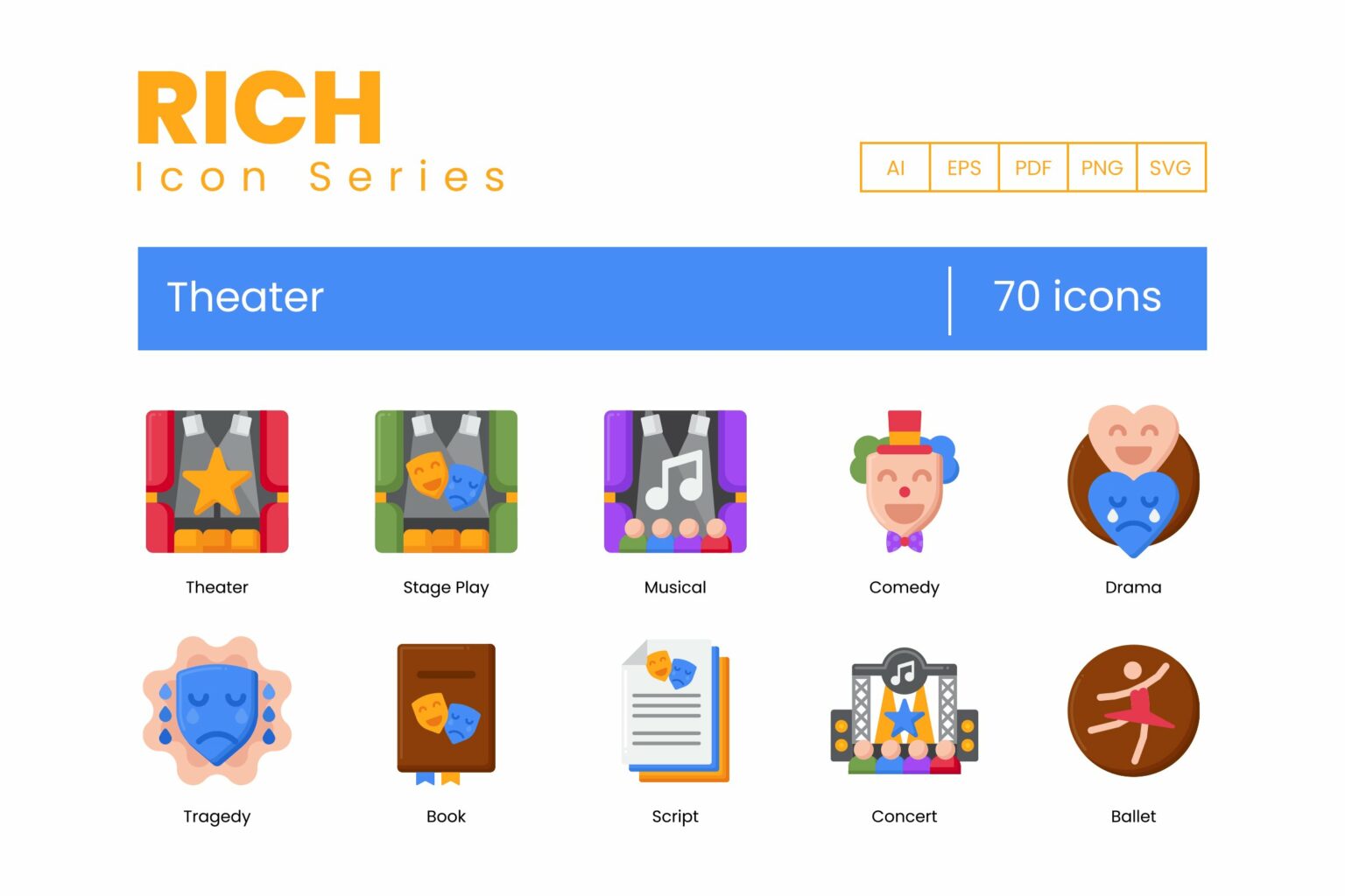 70 Theater Icons - Rich Series – MasterBundles