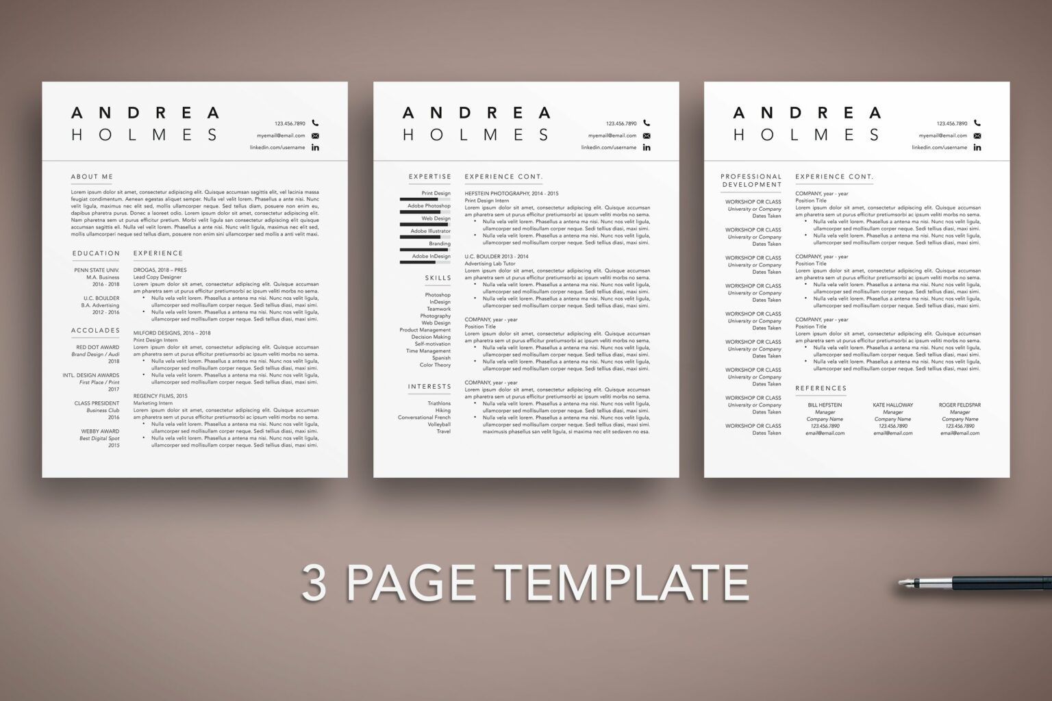 Modern Resume Template CV Word/Pages – MasterBundles