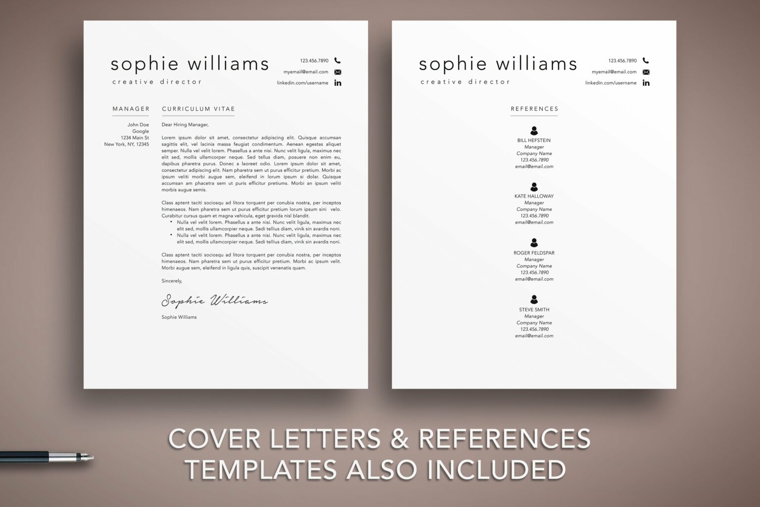 3 Page Resume CV Template Word Pages – MasterBundles