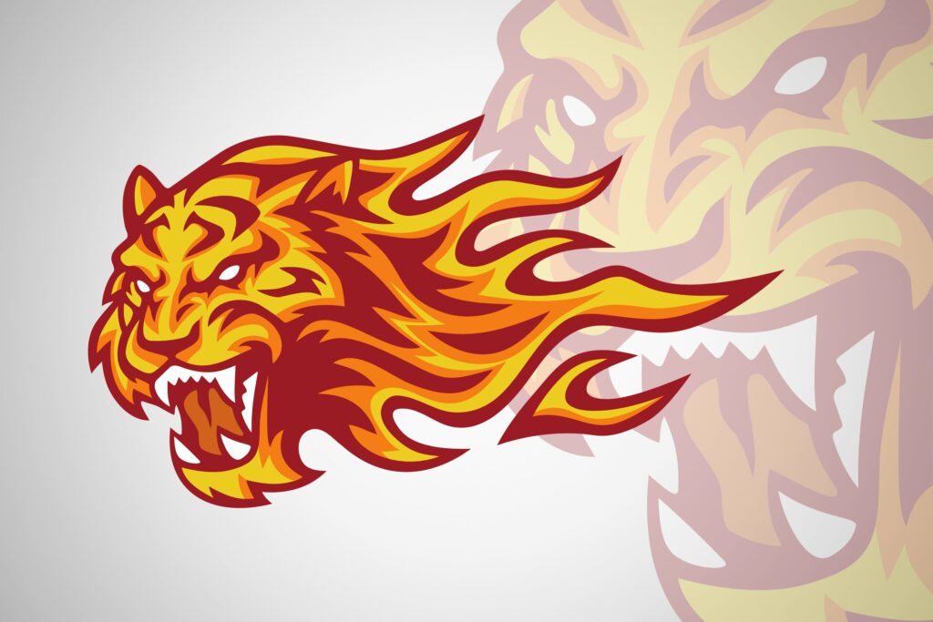 Tiger Roaring Head Flaming Fire Logo – MasterBundles