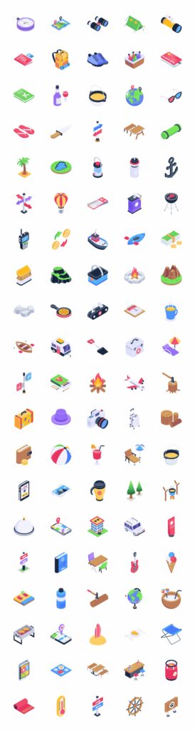 100 Isometric Travel Vector Icons – MasterBundles