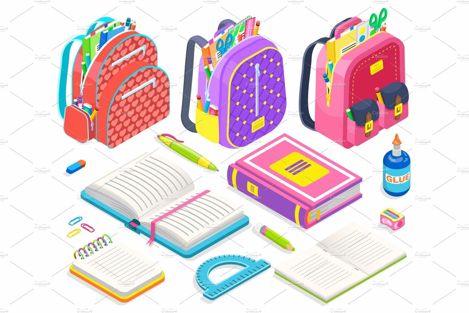 Satchels with School Supplies, Books – MasterBundles