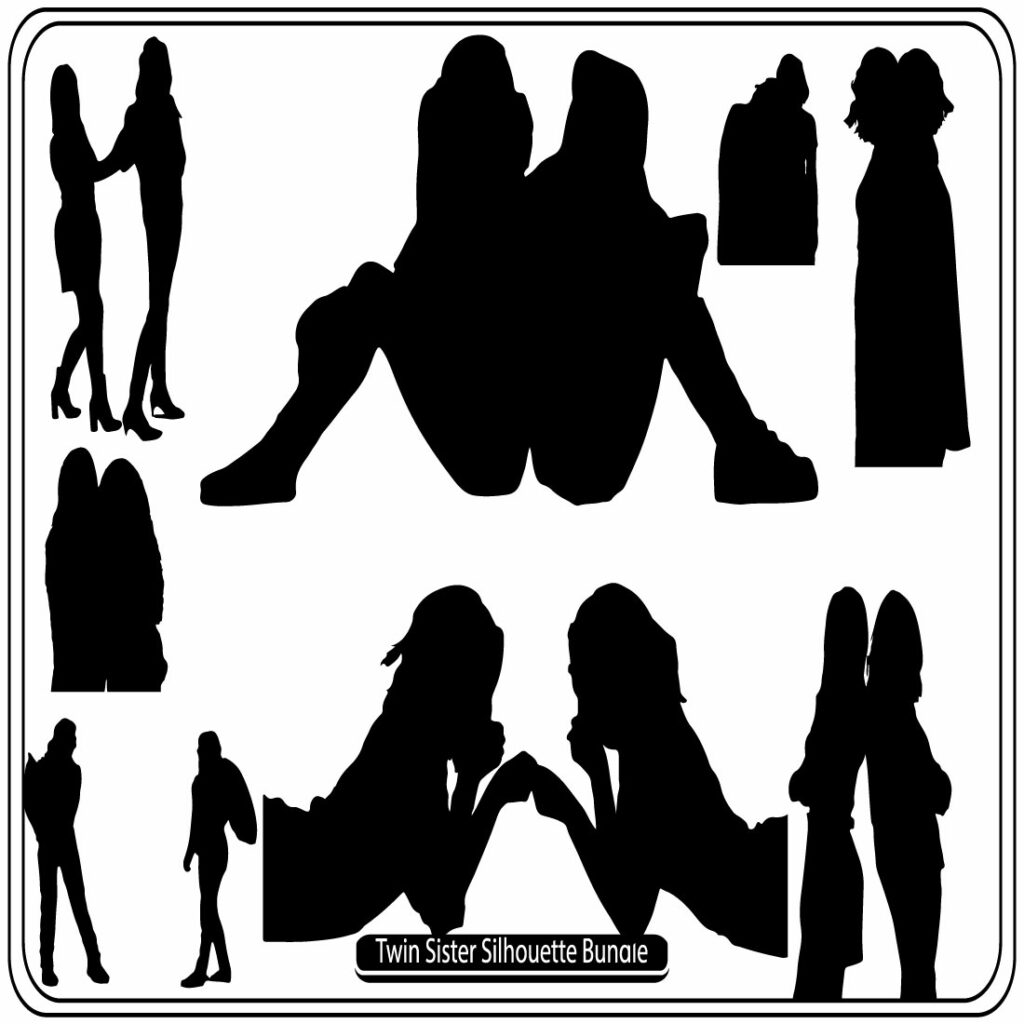 Cute twins sisters portrait,Twin sisters dream catchers logo,Vector ...