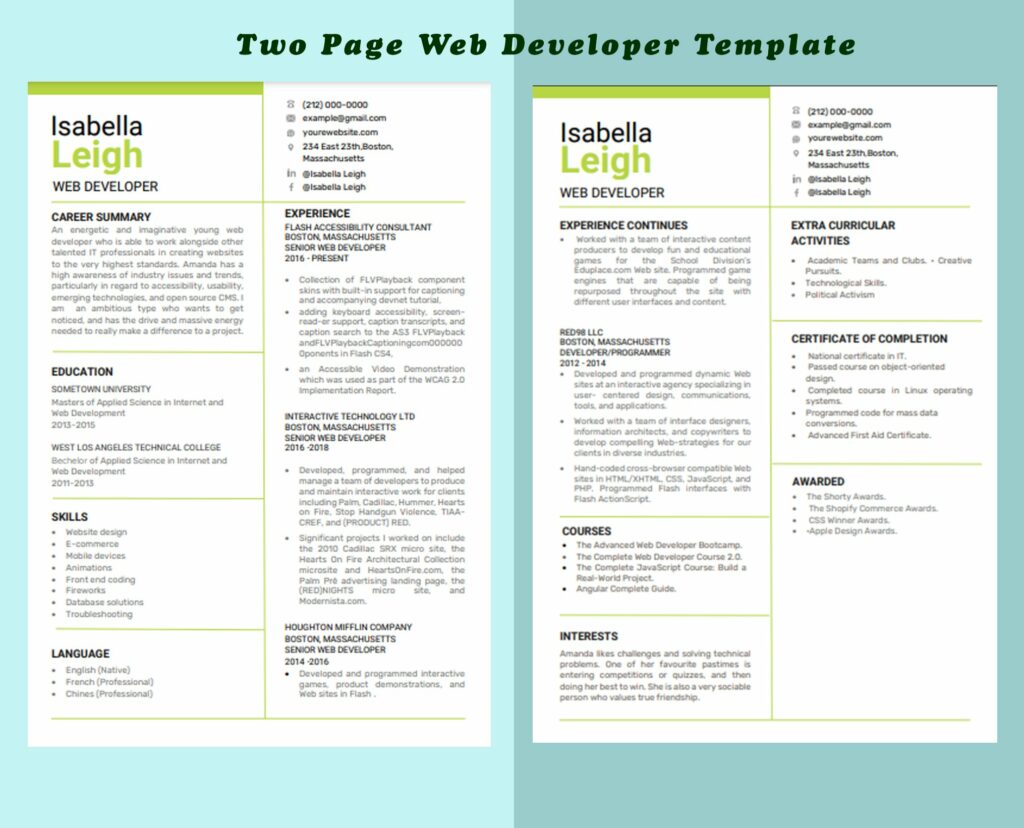 Web Developer Resume/CV Template – MasterBundles