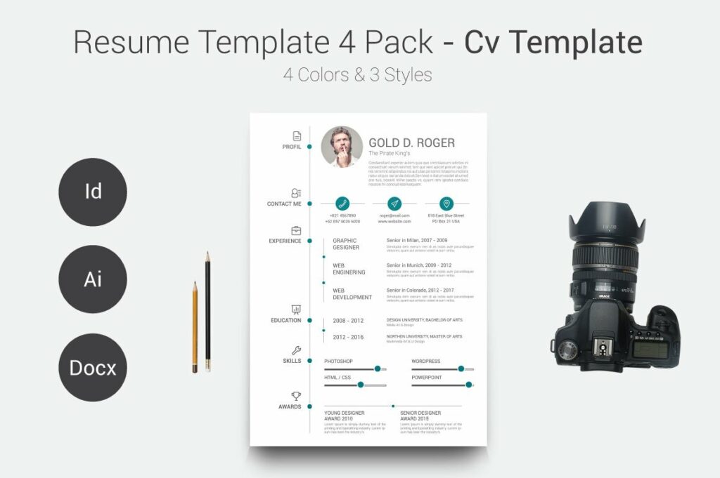 Resume/CV Template 4 Pack – MasterBundles