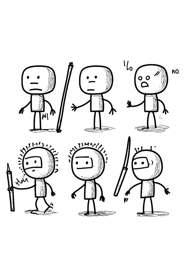 6 Unique Poses Stick Character Bundle Set Illustration - MasterBundles