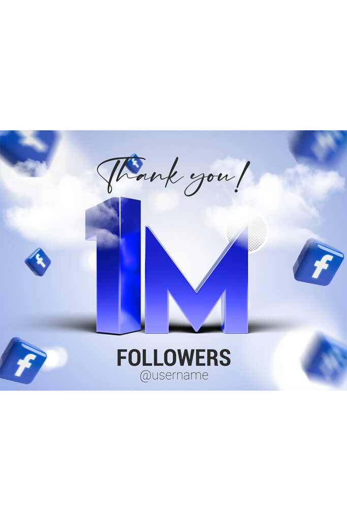 1M Followers In Facebook PSD - MasterBundles