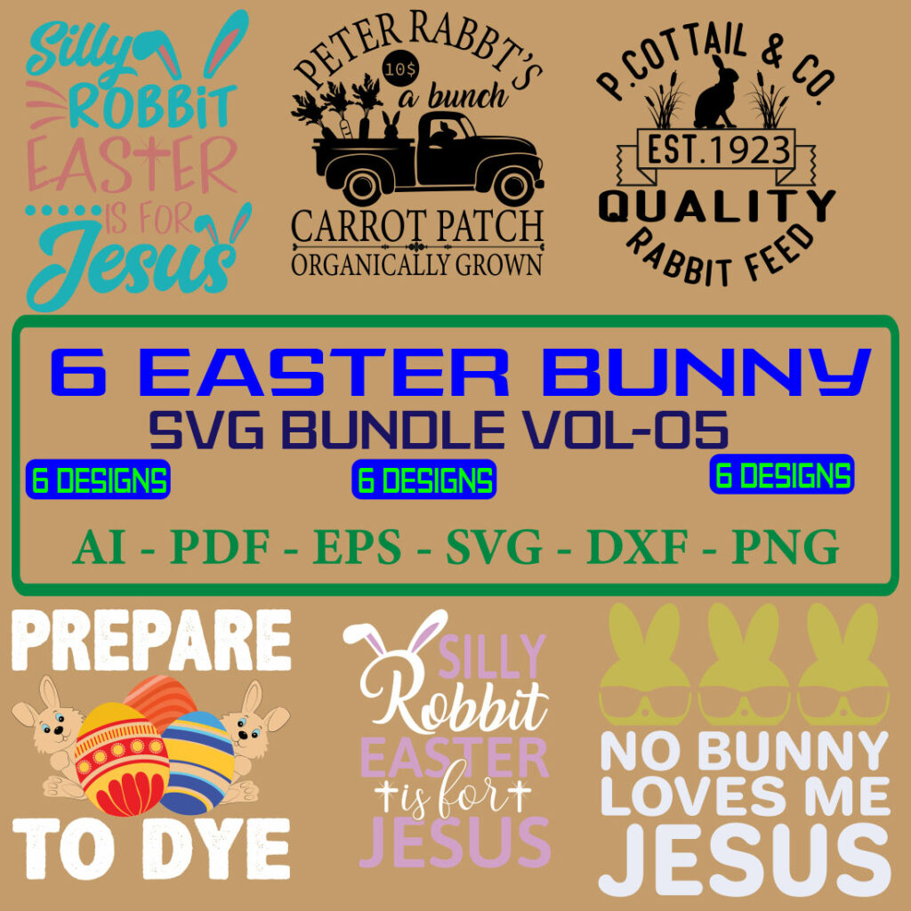 6 Easter Bunny SVG Bundle Vol 05 - MasterBundles