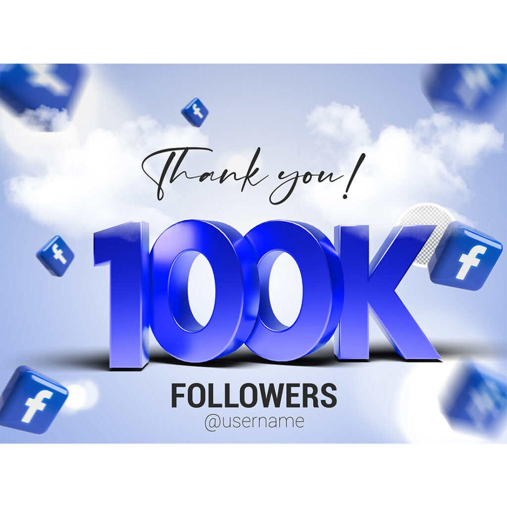 100K Followers In Facebook PSD - MasterBundles