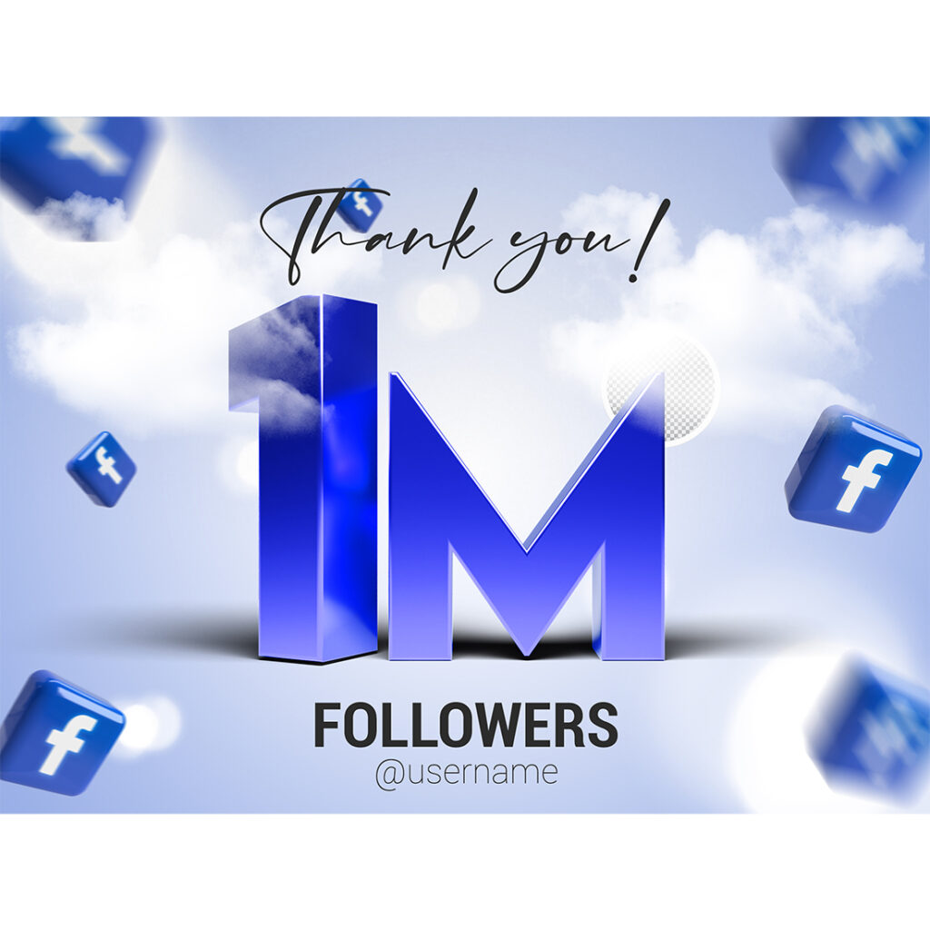 1M Followers In Facebook PSD - MasterBundles