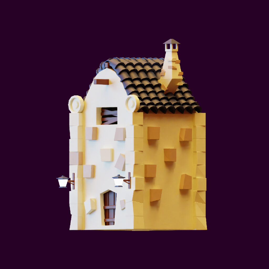 3D HOUSE BUILDING LOWPOLY RENDER with some view - MasterBundles
