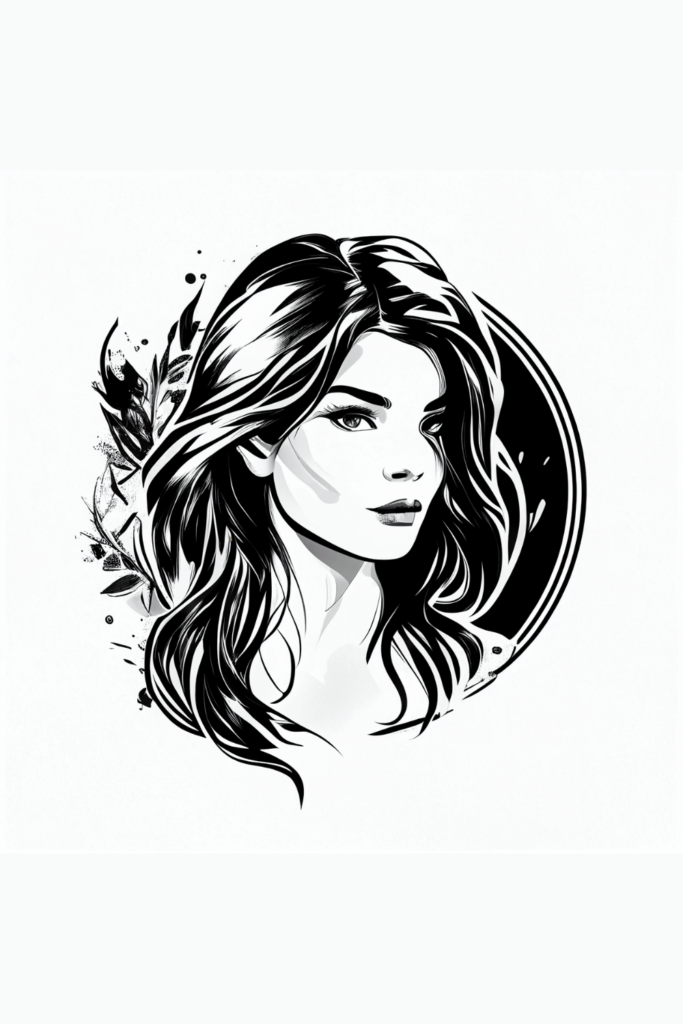 Girl logo illustration - vector logo - line artwork