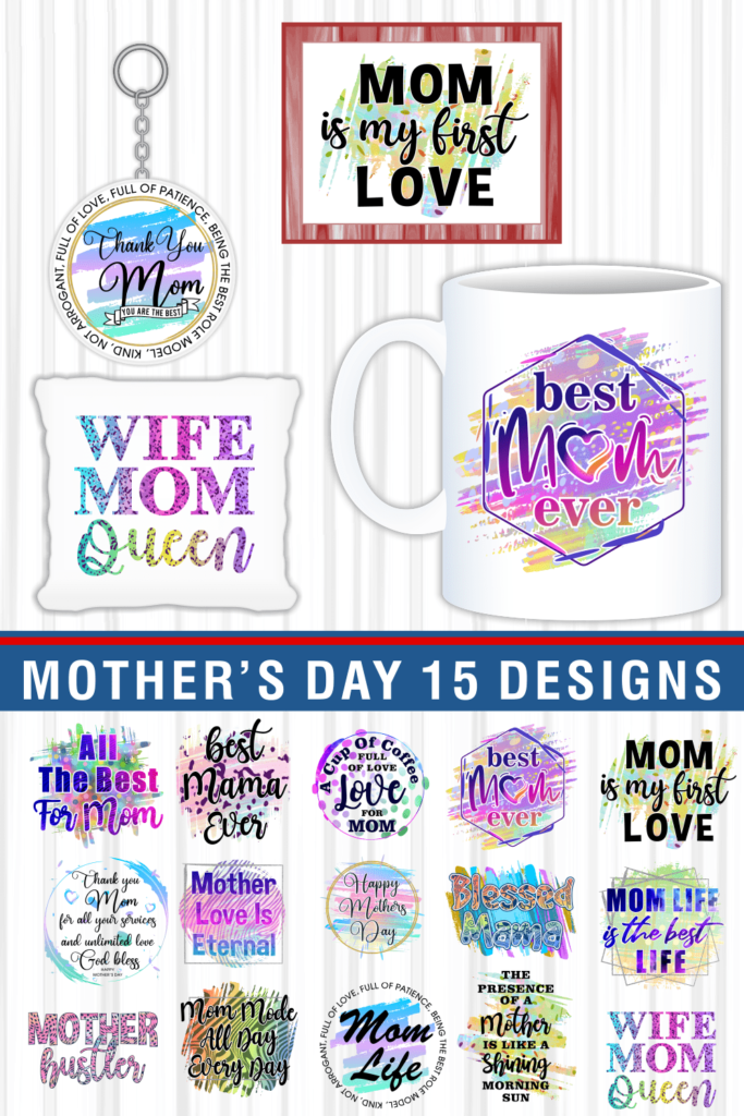 Mothers Day Sublimation Design Bundle, Mug Sublimation Designs, Round ...