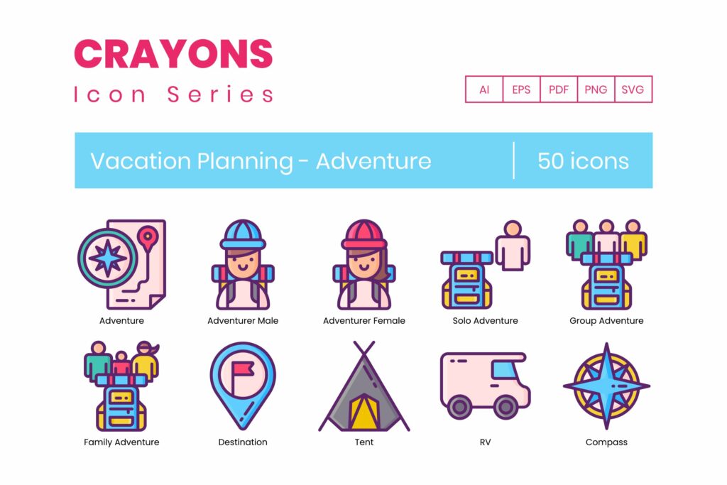 Vacation Planning - Adventure Icons – MasterBundles