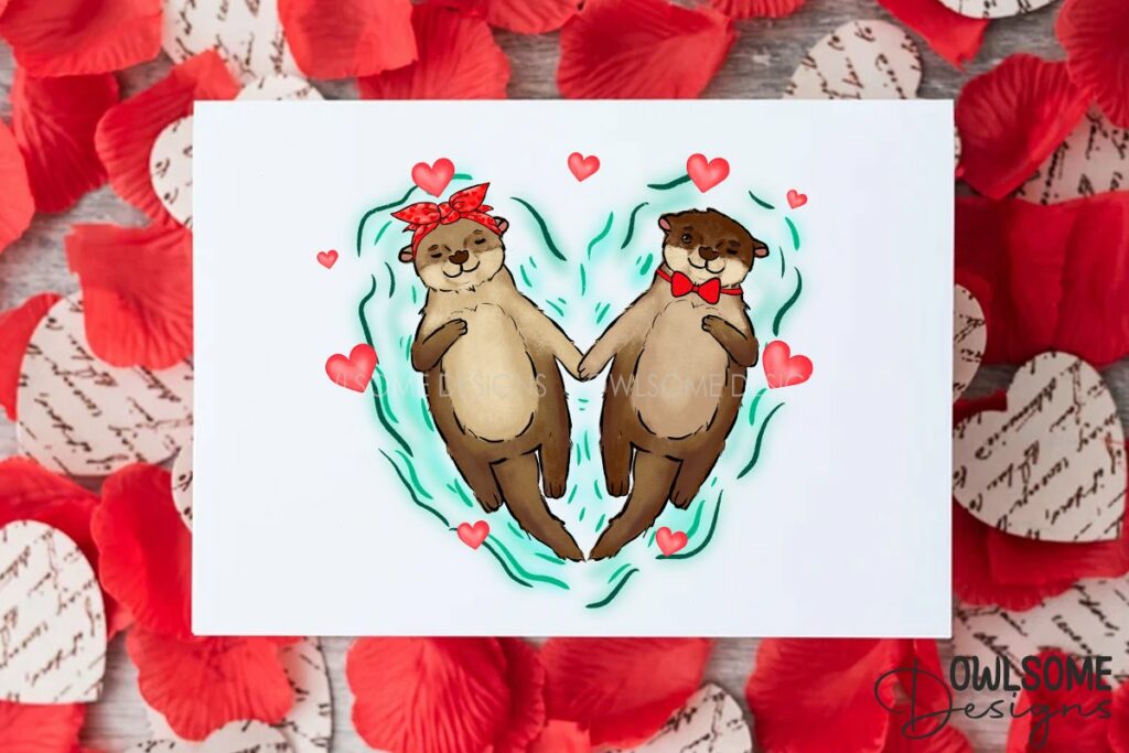 Valentine's Day Otter Couple Love – MasterBundles
