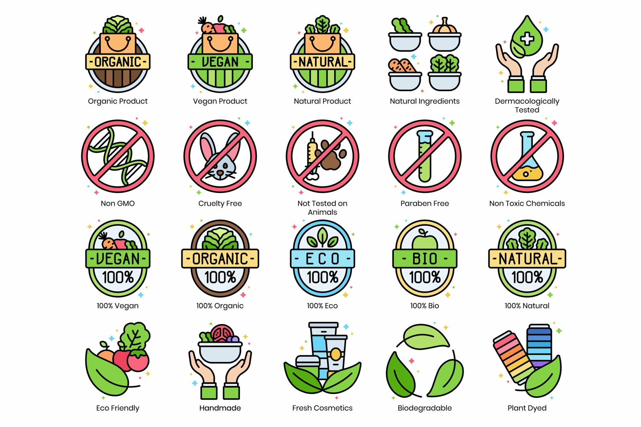 90 Vegan and Vegetarian Icons – MasterBundles